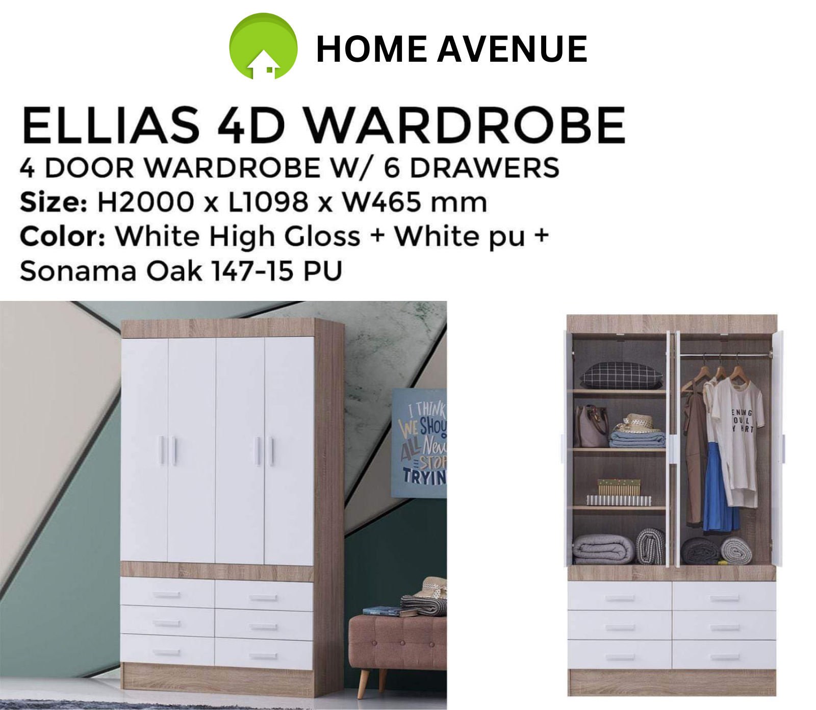 Ellias 4D Wardrobe – Home Avenue Home and Office Furniture Shop